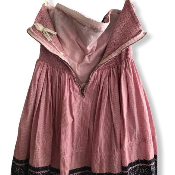 THML | Dresses | Thml Red White Pin Stripe Navy Embroidered Details ...